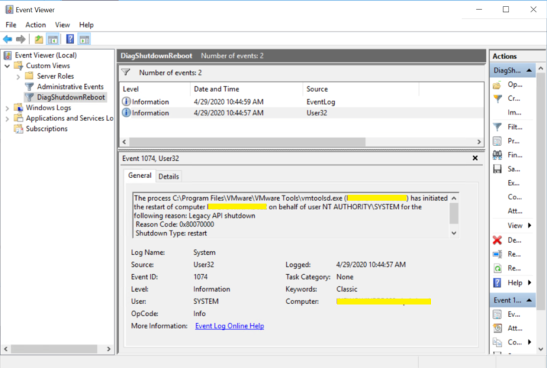Windows event ID - Identifier la source d'un reboot - TeddyCorp