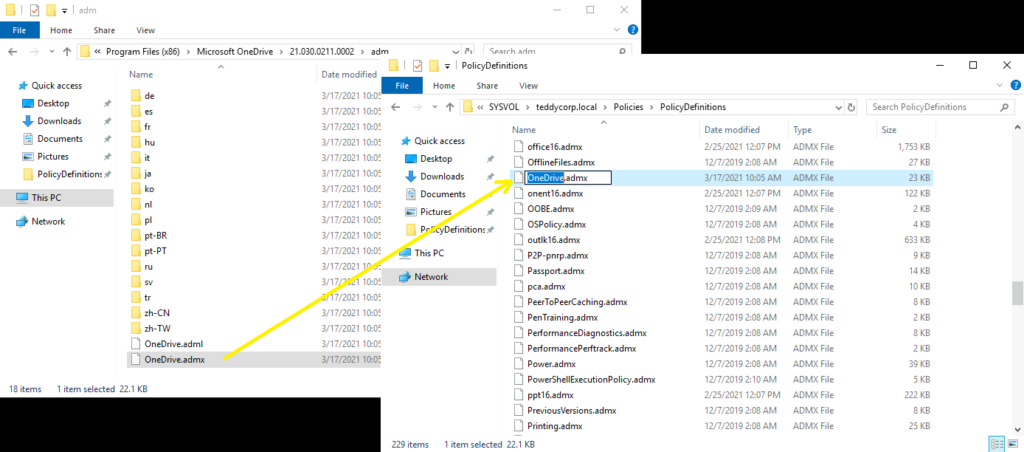 Microsoft 365 - Ajout des ADMX /ADML pour OneDrive - TeddyCorp Microsoft 365 - Ajout des ADMX /ADML pour OneDrive - TeddyCorp